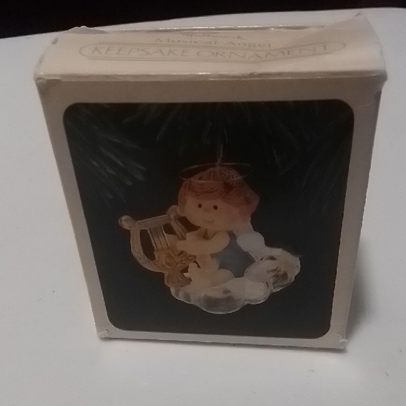 Hallmark | Holiday | Hallmark Angel Ornament With Golden Harp Euc ...